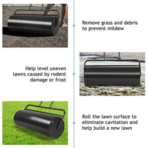 Goplus Lawn Roller, Push/Tow Behind Water/Sand Filled Steel Yard Sod Roller for Garden Backyard, 13 Gallon/48 L, 24"x13", Black