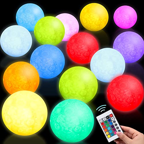 12 Packs Floating Pool Lights with 3 Remotes, 3 Inch Moon Pool Floating Ball Lights LED Glow in The Dark Waterproof Hot Tub Night Light Pool Accessories for Inground Pool Fountain Garden Party Decor