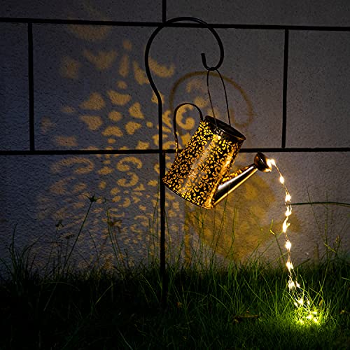 Solar Lights Outdoor Garden Decor, Large Hanging Lantern Waterproof Watering Can Landscape Lights Outside Decorations for Yard Front Porch Patio Backyard Gardening Gift for Mom Grandma Women Birthday