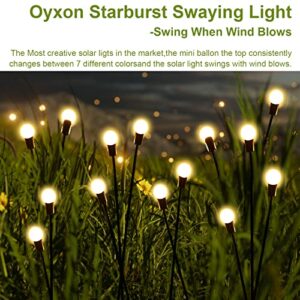 Oyxon Solar Garden Lights, 10 LEDs Solar Powered Firefly Lights, Solar Lights Outdoor Waterproof, Solar Garden Decorative Lights for Yard Patio Path Landscape, 2 Pack (10-Head Warm White)