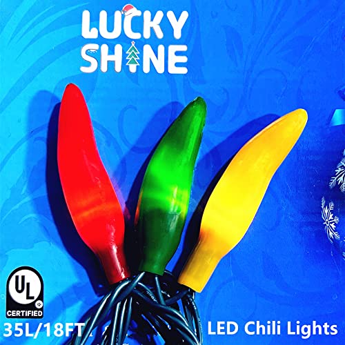 LUCKY SHINE 18 FT Chili Pepper Lights, Red Green and Yellow LED Home Decorations Lights String, for Kitchen, Patio, Window, Living Room, Garden.