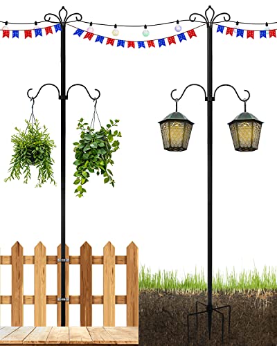 Sararoom 2 Packs 8.1FT Detachable String Light Poles for Outdoor Metal Stand Poles with Hooks for Hanging String Lights for Outside Garden Fence Backyard Wedding Party