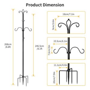 Sararoom 2 Packs 8.1FT Detachable String Light Poles for Outdoor Metal Stand Poles with Hooks for Hanging String Lights for Outside Garden Fence Backyard Wedding Party