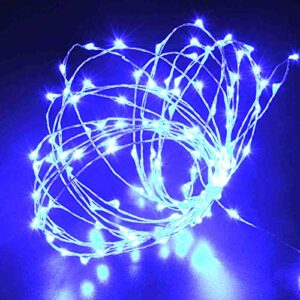 UPOOK Solar String Lights, Copper Wire Solar Fairy Lights 100LED 33Ft 8 Modes, Waterproof Outdoor String Lights, Blue Decorative Lights for Christmas Party Wedding and Patio Garden Yard, 2 Pack