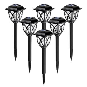 GIGALUMI Solar Outdoor Lights, 6 Pack LED Solar Lights Outdoor Waterproof, Decorative Solar Pathway Lights for Yard, Patio, Landscape, Walkway (Warm White)