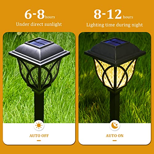 GIGALUMI Solar Outdoor Lights, 6 Pack LED Solar Lights Outdoor Waterproof, Decorative Solar Pathway Lights for Yard, Patio, Landscape, Walkway (Warm White)