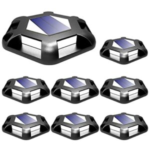 t-sun solar dock lights outdoor, 8 pack solar step lights driveway deck lights outdoor waterproof warning road markers light for pathway, driveway, sidewalk, garden, yard(white)