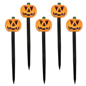 inoomp 5pcs halloween solar garden lights pumpkin stakes outdoor led solar powered halloween pathway walkway yard lawn light for halloween patio landscape decor