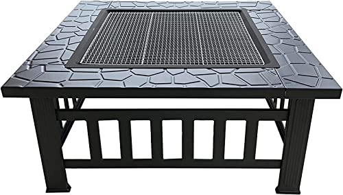 LEAYAN Garden Fire Pit Grill Bowl Grill Barbecue Rack Fire Pit Wood-Burning fire Pit, Home Oyster Barbecue Cooking fire Pit Table, Hotel Courtyard Decoration Square fire Pit