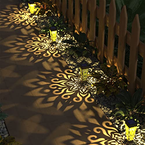 Gardsee 8 Pack Solar Lights Outdoor Garden Decorative Solar Garden Lights with Warm Light Waterproof Plastic Solar Pathway Landscape Lights for Path Patio Backyard Walkway Yard Garden Decor