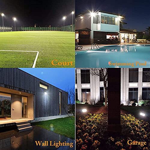 OHLUX LED Flood Lights Outdoor, 6000lumen Superbright, 60W IP66 Waterproof for Security Lights, Exterior Lights, Garden, Patio, Playground, Basketball Court 4 Pack Black