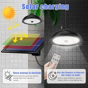 Solar Shed Light with Remote Control, 78 LED Solar Pendant Light, 4 Lighting Modes Waterproof Outdoor Indoor Hanging Lamp for Home, Garden, Patio, Barn (Motion Sensor, Dusk to Dawn