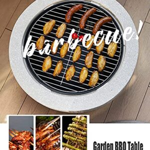 LEAYAN Garden Fire Pit Grill Bowl Grill Barbecue Rack Outdoor Fire Pit Garden Wood Burning Fire Pit BBQ Grill Table - 23“, Outdoor Wood Burning Fire Bowl with Spark Screen Cover and Poker