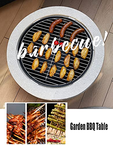 LEAYAN Garden Fire Pit Grill Bowl Grill Barbecue Rack Outdoor Fire Pit Garden Wood Burning Fire Pit BBQ Grill Table - 23“, Outdoor Wood Burning Fire Bowl with Spark Screen Cover and Poker