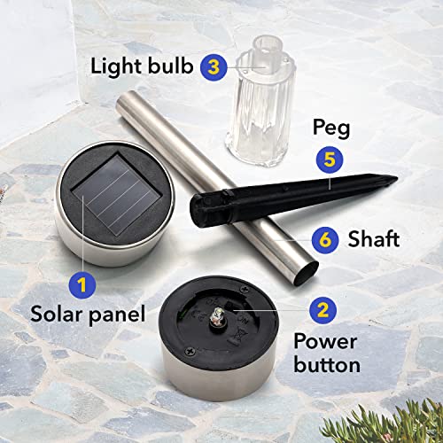 KANE LONO Solar Pathway Lights - (6 pcs) Solar Yard Lights Powered by The Sun | Portable Garden and Solar Landscape Lights | IP44-Rated Solar Landscape Lighting | Solar Lawn Lights Last up to 8 Hours