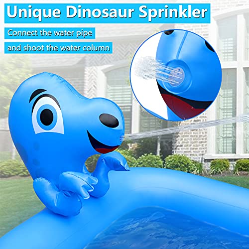 RundA Inflatable Swimming Pool, 2021 Upgraded 95''X56''X22'' Kiddie Pool with Dinosaur Sprinkler, Full-Sized Swimming Pool Above Ground for Kids, Adults, Family for Ages 3+, Outdoor, Garden, Backyard