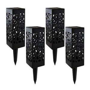 lumabase solar powered pathway/tabletop lights, black, set of 4, 63504