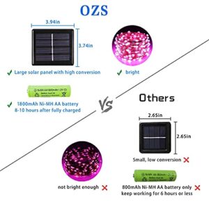 OZS-Solar String Lights Outdoor, 2PK Each 72ft 200LED Pink Solar String Lights, Copper Wire 8 Modes Solar Fairy Lights for Garden Party Valentine's Day Decorations(Pink Light)