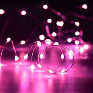 OZS-Solar String Lights Outdoor, 2PK Each 72ft 200LED Pink Solar String Lights, Copper Wire 8 Modes Solar Fairy Lights for Garden Party Valentine's Day Decorations(Pink Light)