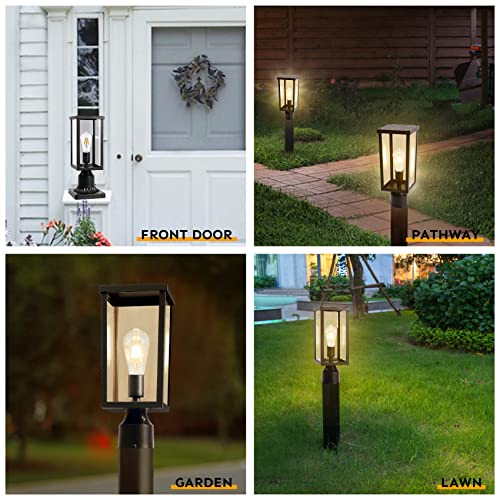 Dusk to Dawn Outdoor Post Light Hardwired 120V, Aluminum Lamp Post Light, Waterproof Outside Post Lantern Fixture with Pier Mount Base, Exterior Pole Lantern Lighting for Garden Yard Patio Pathway