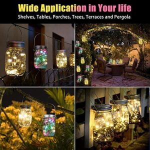 Solar Mason Jar Lights Lids, 12Pcs 30 LED Solar Fairy Lights for Mason Jars, Outdoor Mason Jar Lights Solar Powered with Hangers for Christmas Patio Yard Garden Wedding Decoration(Jars Not Included)