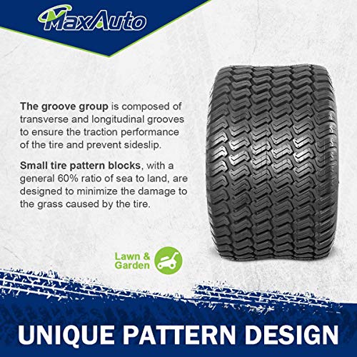 MaxAuto 2Pcs Lawn & Garden Turf Tire 18x10.50-10 18x10.50x10 Tubeless 4 Ply P332