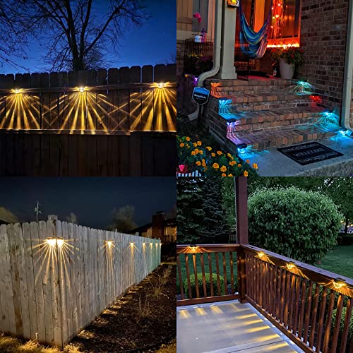 Solar Deck Lights, 6 Pack Solar Fence Step Lights Outdoor Waterproof LED Solar Fence Lights for Patio, Stairs,Yard, Garden Pathway, Step and Fences, 10 Lumens, Warm White/Color Changing Lighting