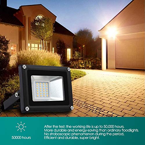 Getseason 20W Led Floodlight,110V Led Exterior Flood Lights,2000Lm Led spotlights 3000K Warm White Outdoor and Indoor IP65 Waterproof Security Light for Garage, Garden