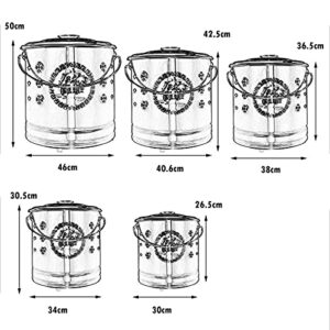 HELOU Garden Stainless Steel Burn Barrel Yard Debris Incinerator Bin, Waste Disposal Fire Bin Dustbin Rubbish Paper Leaves Wood Waste Disposal Burner,with Fire Hook/Liner/Grid