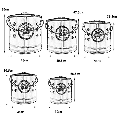 HELOU Garden Stainless Steel Burn Barrel Yard Debris Incinerator Bin, Waste Disposal Fire Bin Dustbin Rubbish Paper Leaves Wood Waste Disposal Burner,with Fire Hook/Liner/Grid