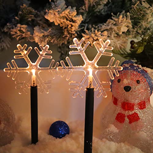 5 Pack Christmas Snowflake Pathway Lights Battery Operated with Timer 6.3 Ft Total Outdoor Waterproof Landscape Lights Christmas Decorations for Pathway Garden Walkway Yard Lawn Patio (Warm White)