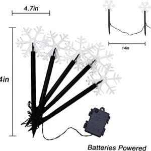 5 Pack Christmas Snowflake Pathway Lights Battery Operated with Timer 6.3 Ft Total Outdoor Waterproof Landscape Lights Christmas Decorations for Pathway Garden Walkway Yard Lawn Patio (Warm White)