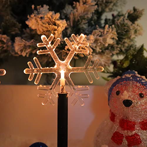 5 Pack Christmas Snowflake Pathway Lights Battery Operated with Timer 6.3 Ft Total Outdoor Waterproof Landscape Lights Christmas Decorations for Pathway Garden Walkway Yard Lawn Patio (Warm White)