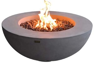 elementi lunar bowl cast concrete natural gas fire table, outdoor fire pit fire table/ patio furniture, 45,000 btu auto-ignition, stainless steel burner, canvas cover and lava rock included