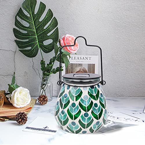 Mosaic Solar Lanterns - Solar Hanging Lantern Outdoor Waterproof Solar Table Lamps Night Lights for Garden, Patio, Party, Yard, Outdoor Indoor Decor (Peacock)