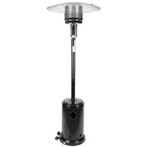 polar aurora patio heater for outdoor use propane gas 48000 btu auto shut off portable heater floor standing w/ground nail & wheels for garden, balcony, party,black