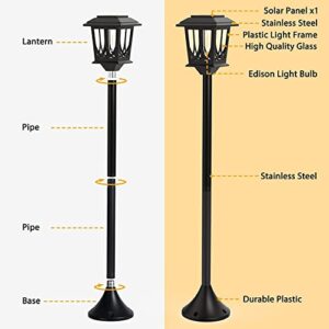 PASAMIC 2 Pack 44" Solar Lamp Post Lights Outdoor, Floor Lamp, Waterproof Solar Powered Lights for Garden, Lawn, Pathway, Yard, Front/Back Door, Warm White Solar Decorative Light, Replaceable Bulb