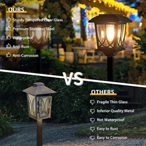 PASAMIC 2 Pack 44" Solar Lamp Post Lights Outdoor, Floor Lamp, Waterproof Solar Powered Lights for Garden, Lawn, Pathway, Yard, Front/Back Door, Warm White Solar Decorative Light, Replaceable Bulb