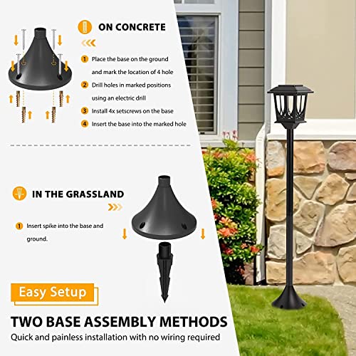 PASAMIC 2 Pack 44" Solar Lamp Post Lights Outdoor, Floor Lamp, Waterproof Solar Powered Lights for Garden, Lawn, Pathway, Yard, Front/Back Door, Warm White Solar Decorative Light, Replaceable Bulb