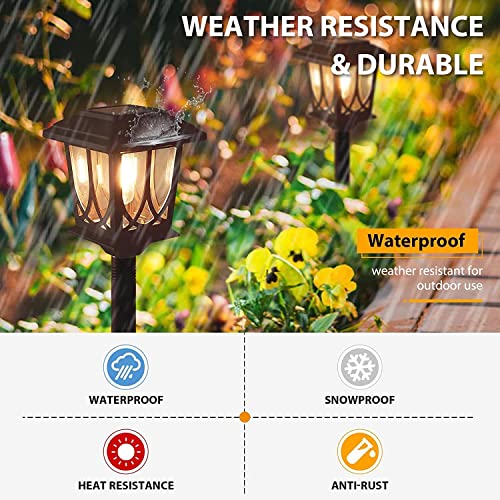 PASAMIC 2 Pack 44" Solar Lamp Post Lights Outdoor, Floor Lamp, Waterproof Solar Powered Lights for Garden, Lawn, Pathway, Yard, Front/Back Door, Warm White Solar Decorative Light, Replaceable Bulb