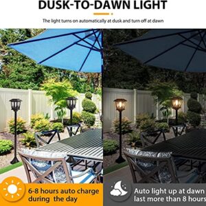 PASAMIC 2 Pack 44" Solar Lamp Post Lights Outdoor, Floor Lamp, Waterproof Solar Powered Lights for Garden, Lawn, Pathway, Yard, Front/Back Door, Warm White Solar Decorative Light, Replaceable Bulb