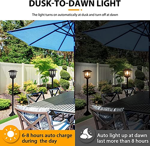 PASAMIC 2 Pack 44" Solar Lamp Post Lights Outdoor, Floor Lamp, Waterproof Solar Powered Lights for Garden, Lawn, Pathway, Yard, Front/Back Door, Warm White Solar Decorative Light, Replaceable Bulb