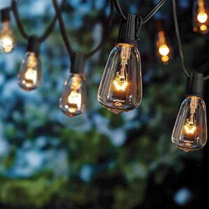 Couah Outdoor Patio String Lights,10Ft Edison Bulb String Lights for Patio Garden Porch Backyard Party Deck Yard(Plus 1 Extra Bulbs)-Black