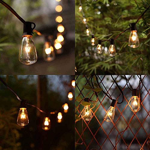 Couah Outdoor Patio String Lights,10Ft Edison Bulb String Lights for Patio Garden Porch Backyard Party Deck Yard(Plus 1 Extra Bulbs)-Black