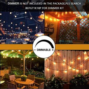 Svater Outdoor String Lights 150FT, 3 Pack of 50FT, 45pcsxE26 Socket, 48pcs S14 Shatterpoof Bulbs, 1 Watt Dimmable 2700K Warm White, IP65 Waterproof, Commercial Grade Patio Lights