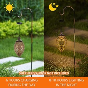 2 Pack Solar Hanging Lanterns Garden Decor Waterproof, Outdoor Solar Powered Lantern Decorative Lights Retro Lamp for Halloween Christmas Deck Patio Pathway Yard Backyard Porch Decorations