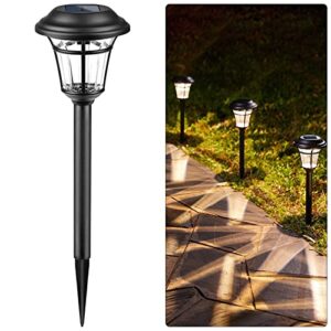 brightown solar pathway lights – 6 pack bright led solar garden lights, waterproof solar lights outdoor decorative, 6lm solar walkway lights for path yard patio driveway, 3000k warm white