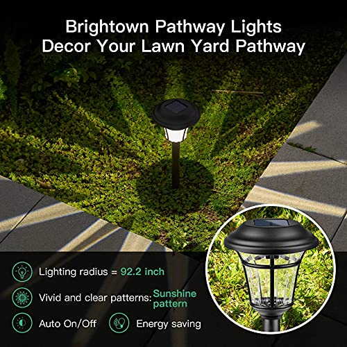 Brightown Solar Pathway Lights - 6 Pack Bright LED Solar Garden Lights, Waterproof Solar Lights Outdoor Decorative, 6LM Solar Walkway Lights for Path Yard Patio Driveway, 3000K Warm White