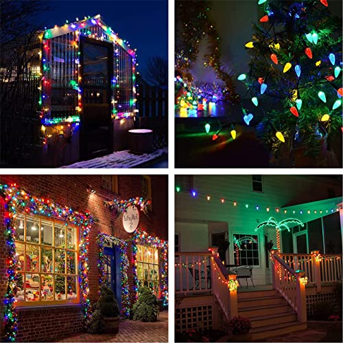 2 Pack 50Led Solar Outdoor Christmas Decorations, 8 Modes Strawberry String Lights with Remote,Christmas Fairy Lights Solar Operated Waterproof for Garden, Yard, Party, Christmas Tree Decorations