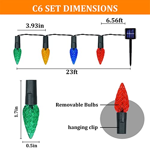 2 Pack 50Led Solar Outdoor Christmas Decorations, 8 Modes Strawberry String Lights with Remote,Christmas Fairy Lights Solar Operated Waterproof for Garden, Yard, Party, Christmas Tree Decorations